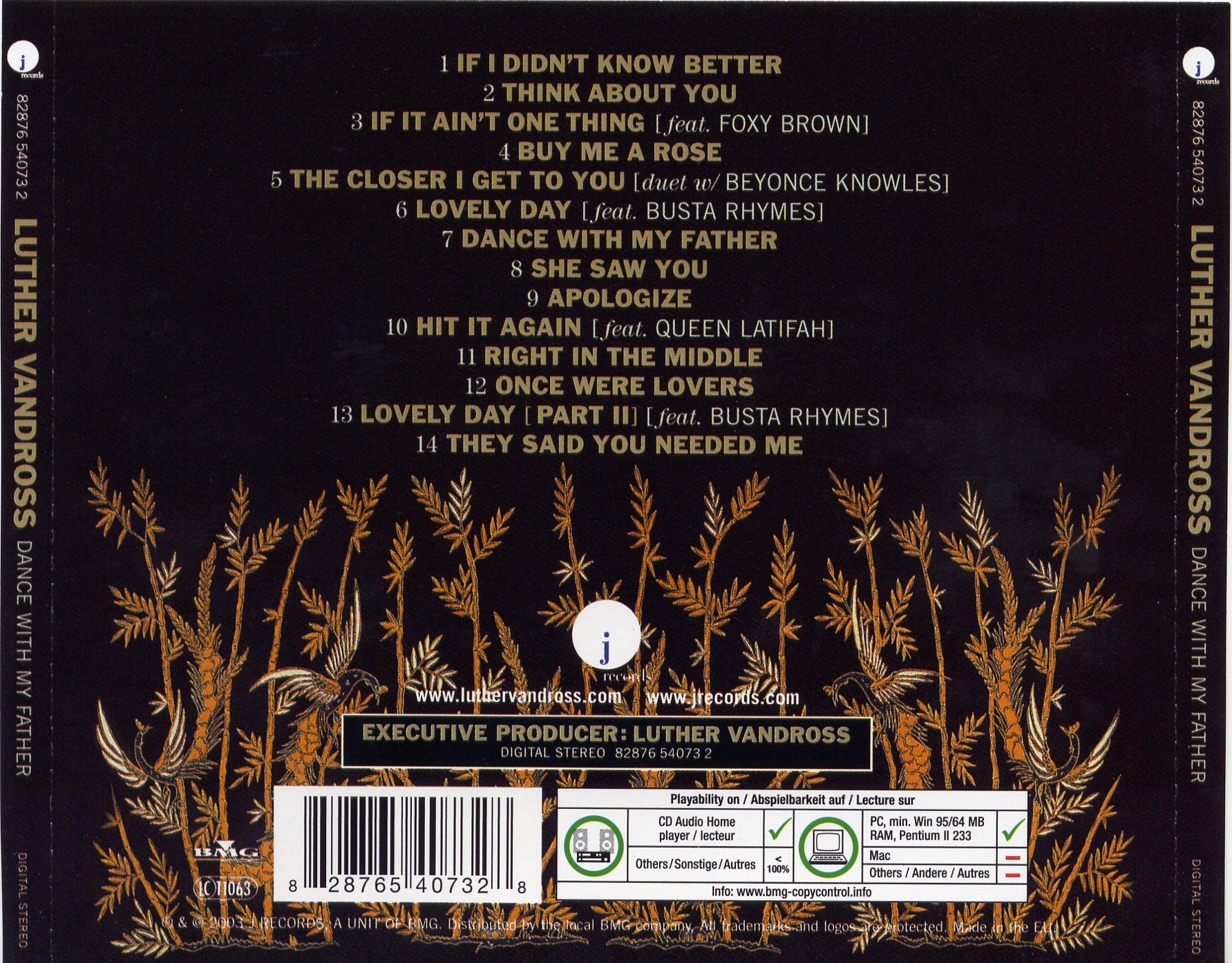 Luther Vandross Dance With My Father : Back | CD Covers | Cover Century ...